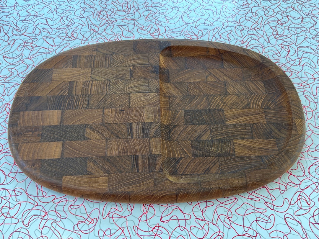 Dansk Cutting Board - MCM - Checkered - Teak - Oval - Kitchen - Vintage ...