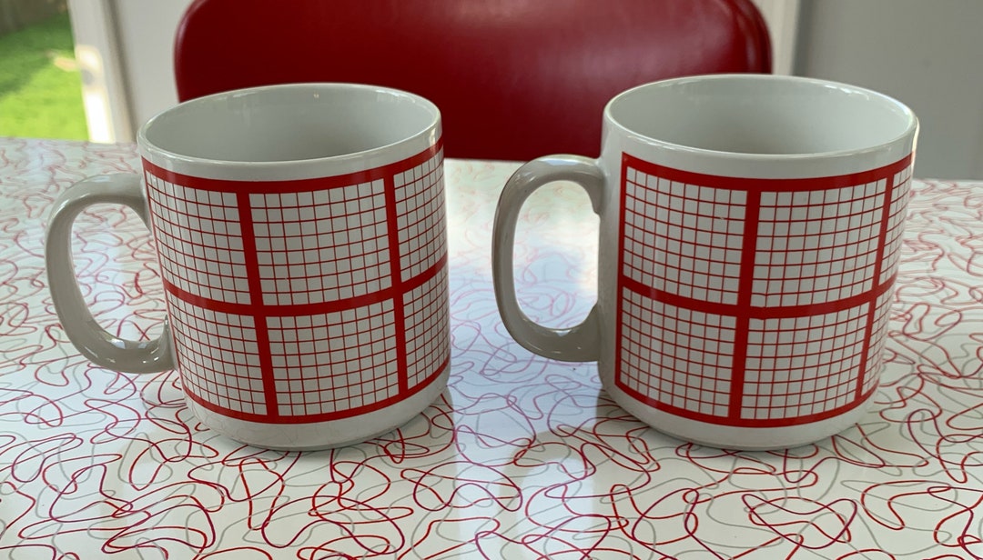 Mod - Geometric Mugs - Grid - Graph - Graphic - Red - White - Diana ...