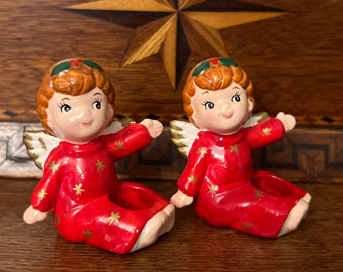 Lefton Vintage Christmas Angel Candleholders From the Fabulous 70s - Etsy