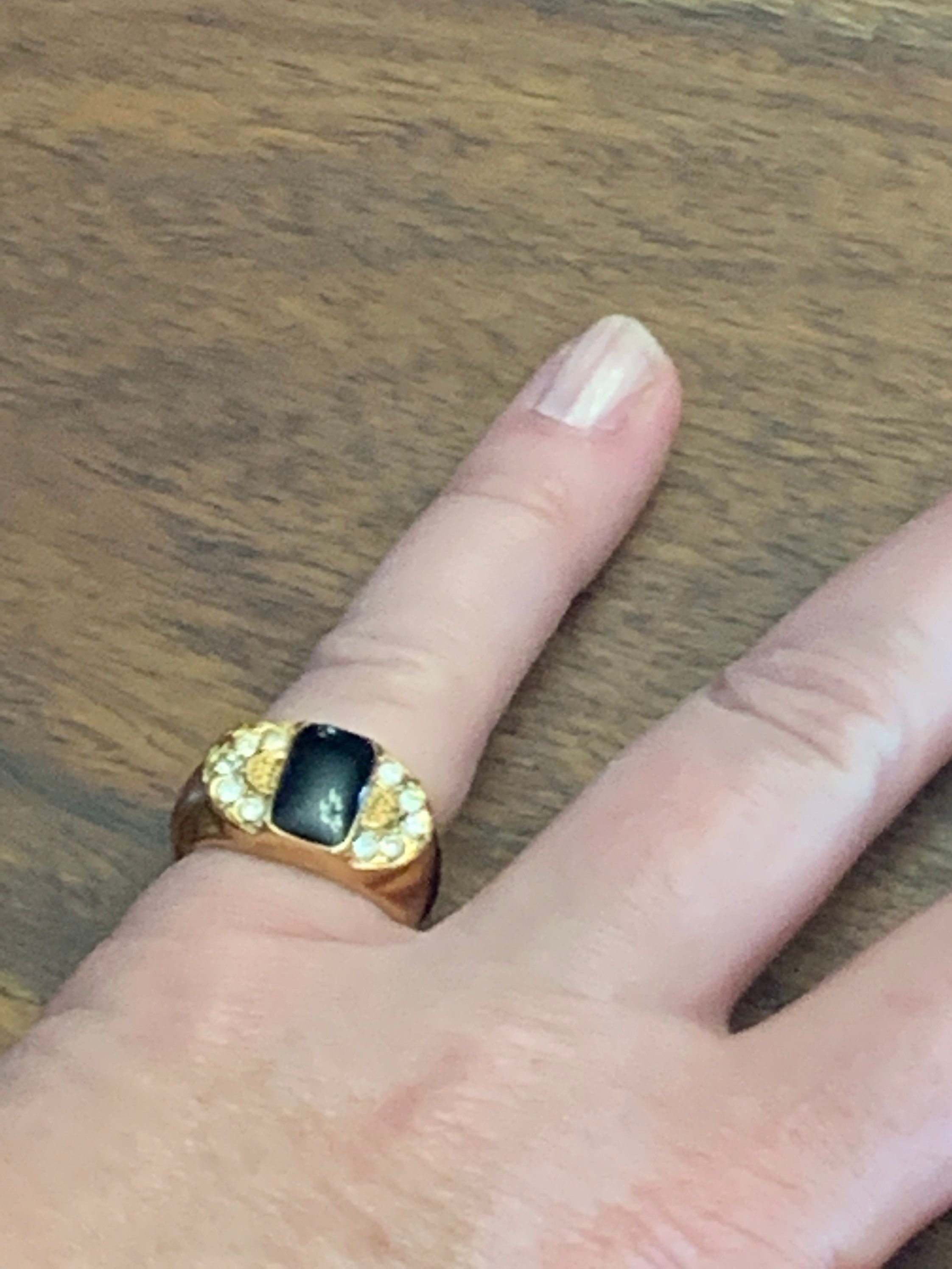 Joseph Cleary Ring Black Gold Rhinestone Mid Century | Etsy