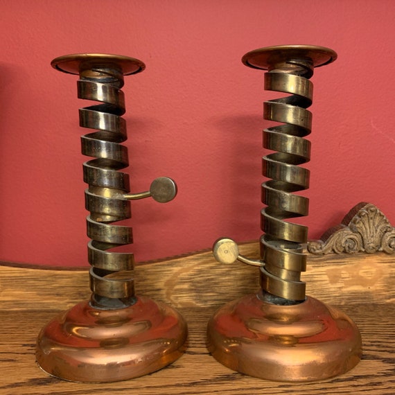 Copper Candlesticks Twist Up Spiral Copperware of | Etsy