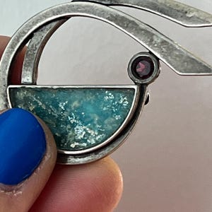 Roman Glass Sterling Brooch - Modernist - Bruria - Israel - Gemstone ...