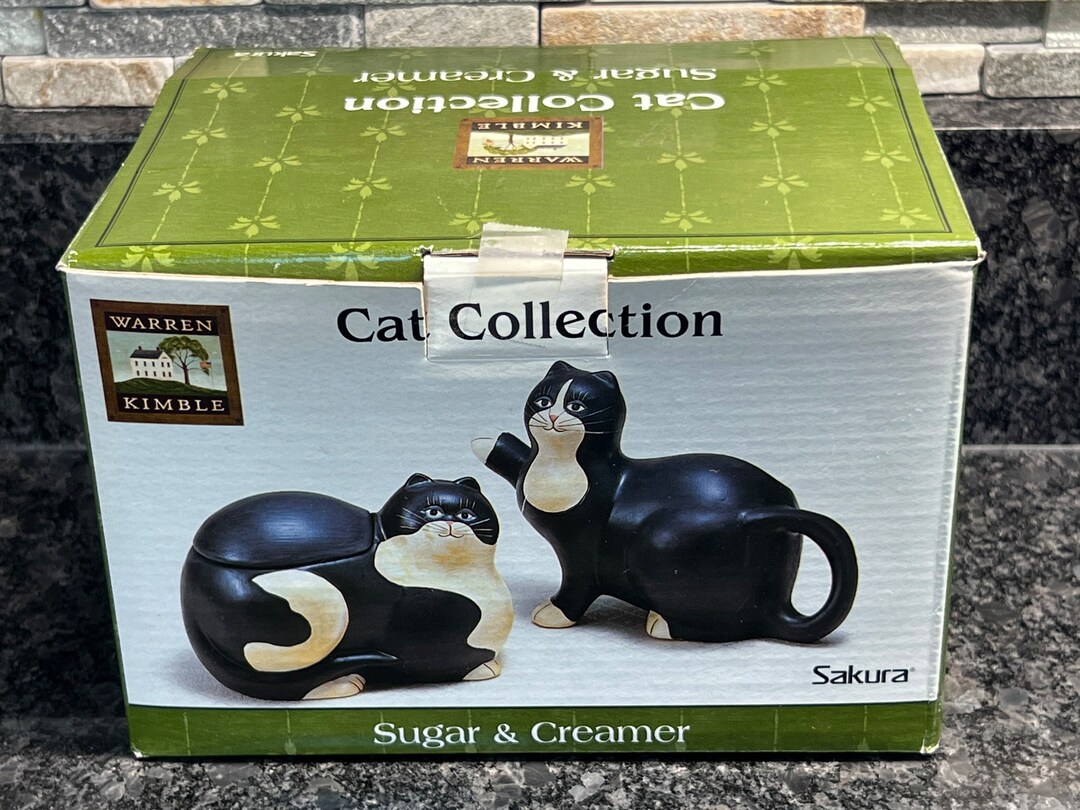 Cat Cream Sugar Set - Sakura - Warren Kimble - Original Box - Ceramic ...