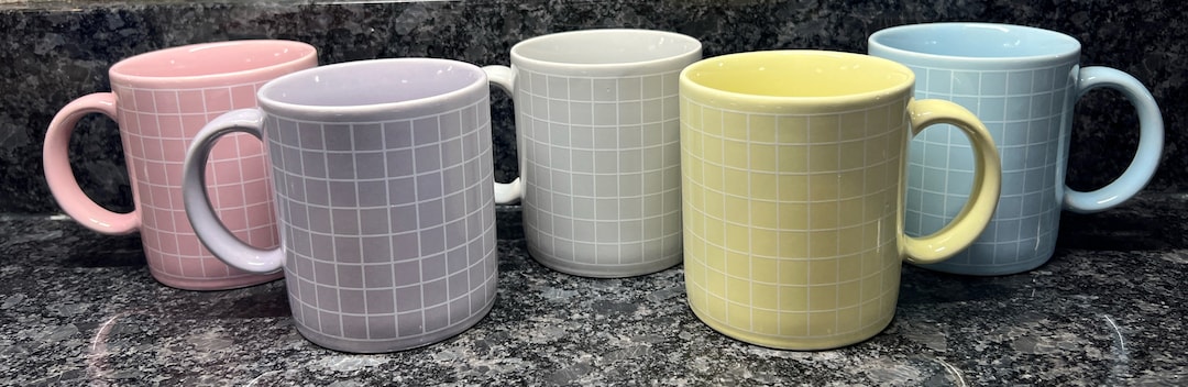 Graph Grid Mug Set - Pastel - Eighties - Mod - Japan - 5 - Vintage - J2 ...
