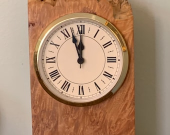 Vintage Handmade Burl Wood Quartz Desk Clock, Artist Signed Charles ...