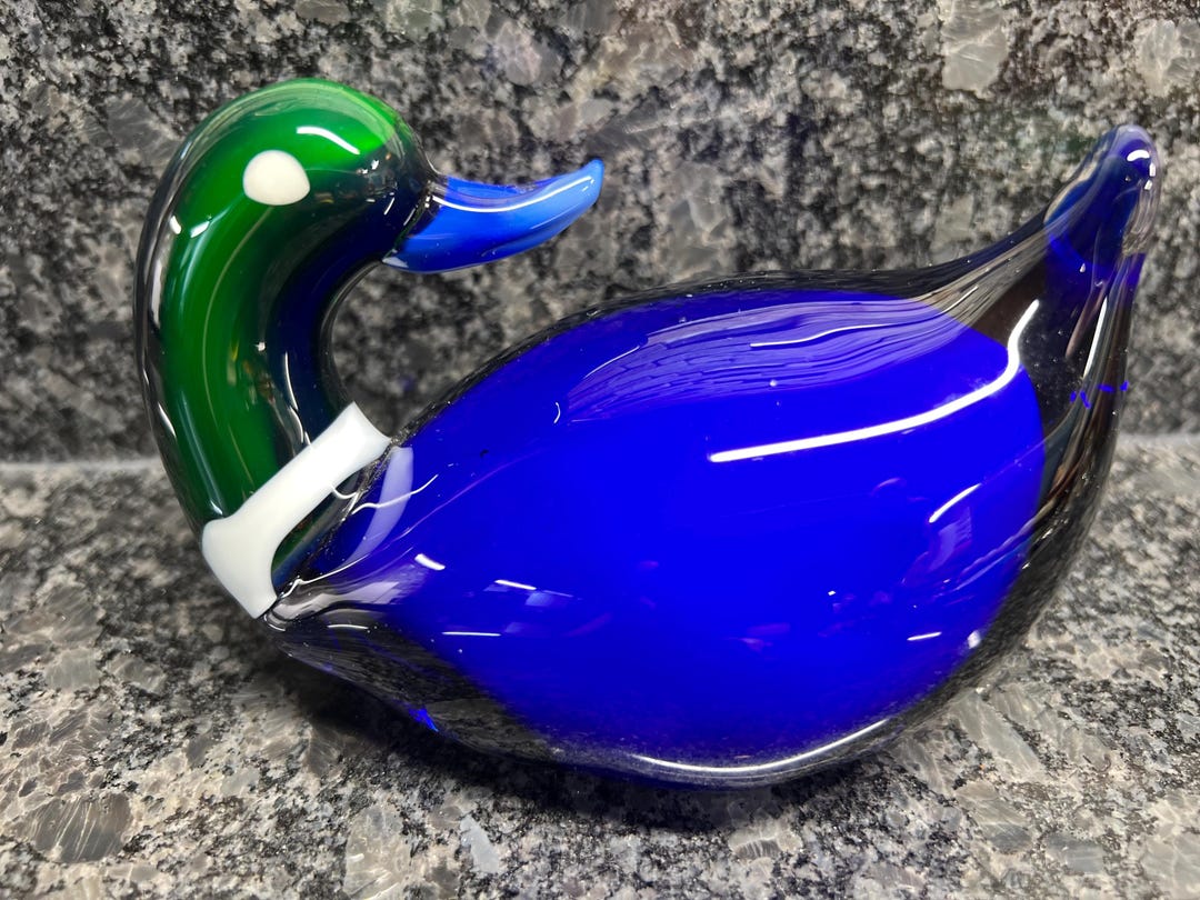 Murano Glass Duck - Bird - Figurine - Art Object - Statue - Blue ...