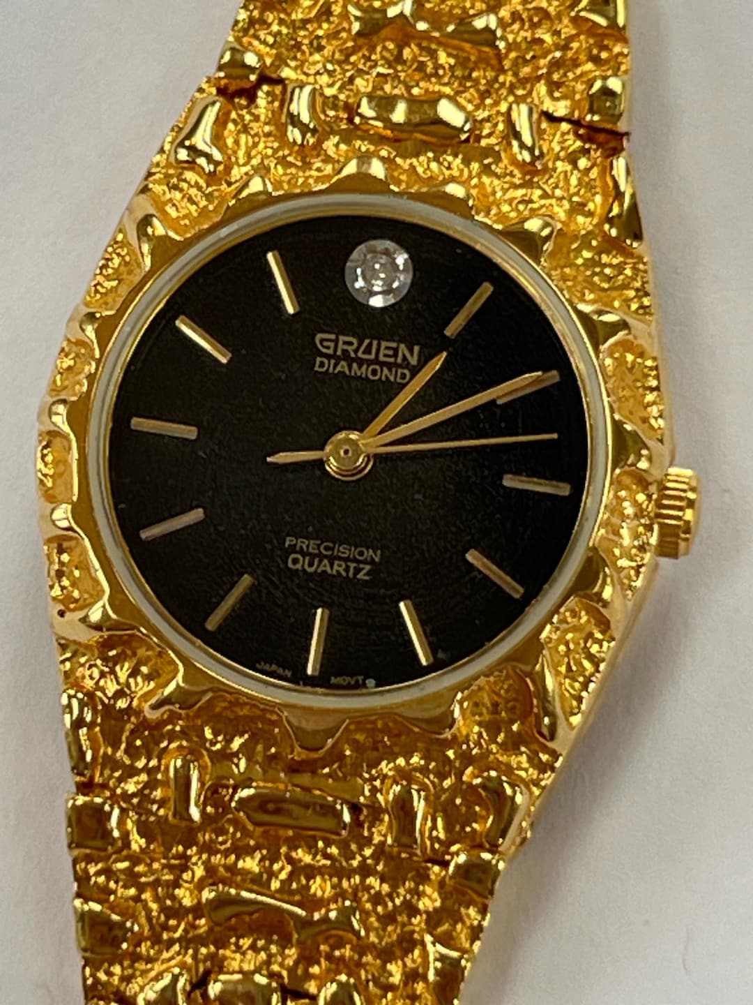 Gold Nugget Watch Wristwatch Gruen Diamond Precision Runs Great Vintage ...