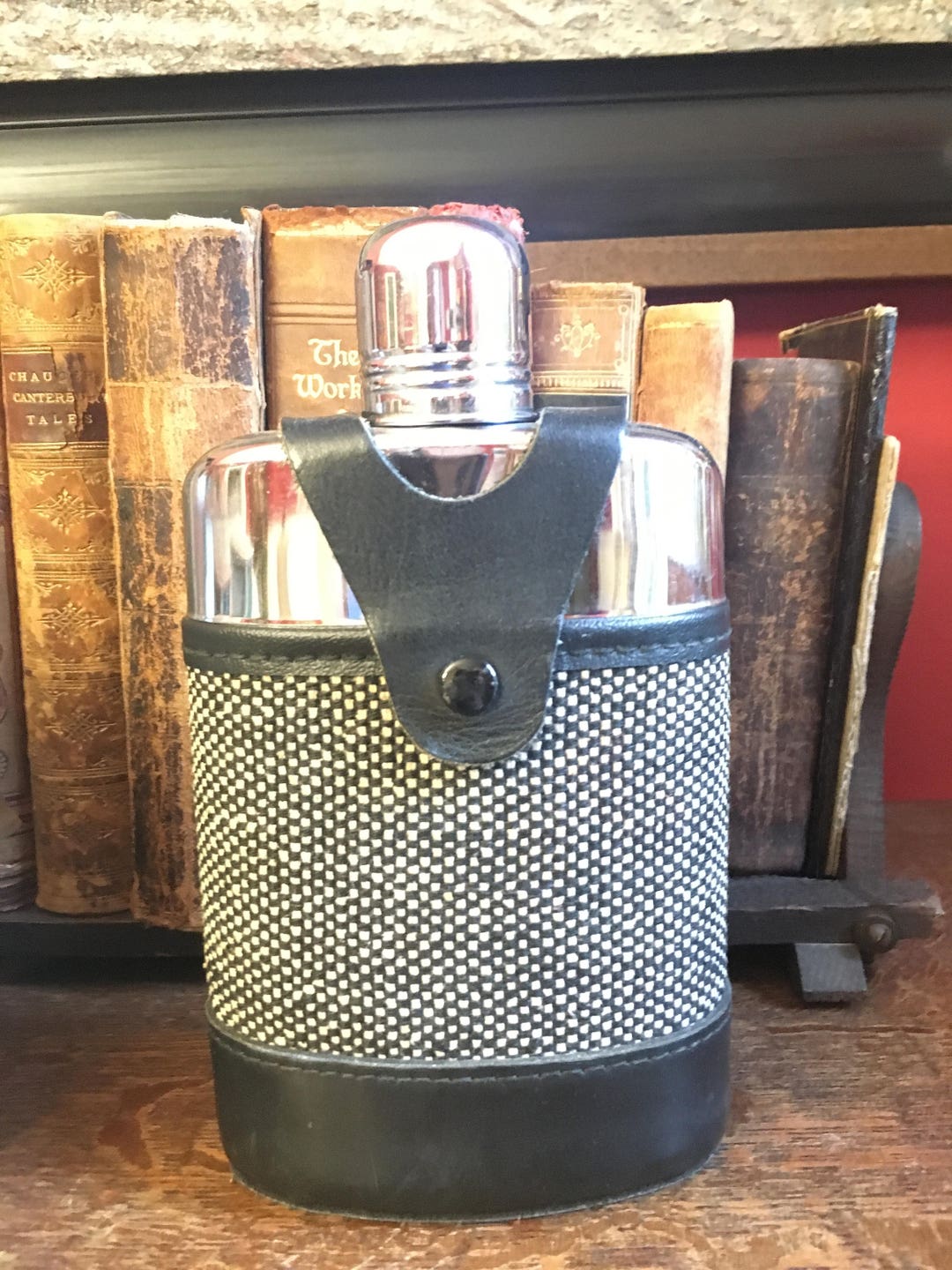 Christian Dior Flask - Leather and Textile Case - Vintage - Black ...