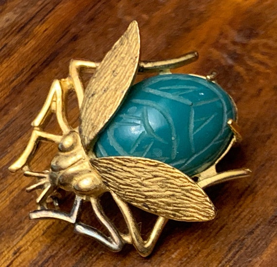 Bug Brooch - Sterling - Scarab - Charles Reiss - Gold… - Gem