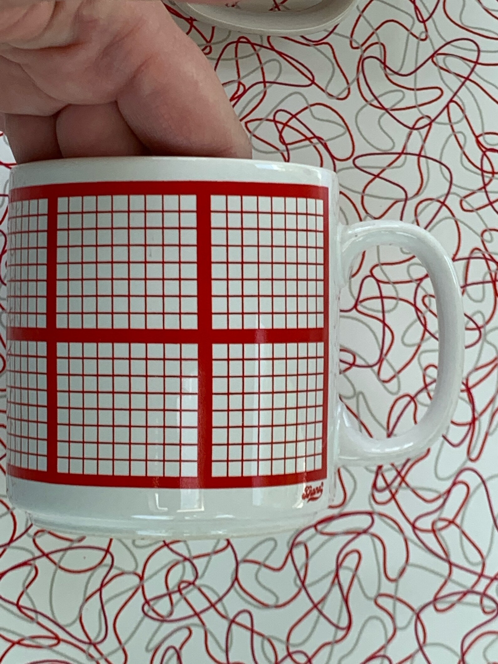 Mod Geometric Mugs Grid Graph Graphic Red White - Etsy