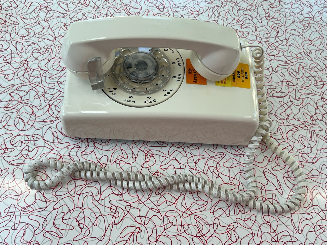 Rotary Phone White Wall Telephone Classic Retro Mid - Etsy