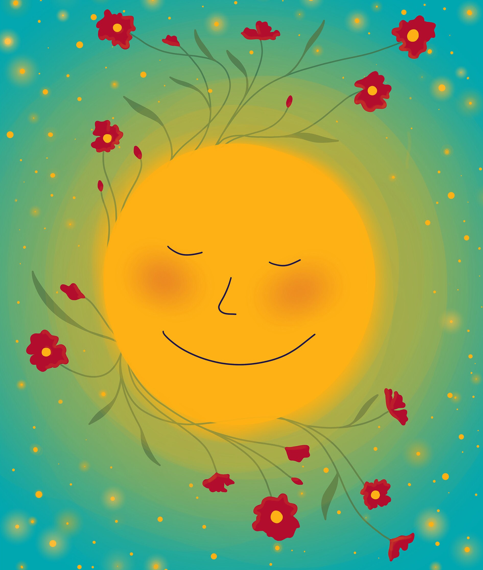 2 Prints Smiling Moon Happy Sun Diptic Baby Gift Nursery | Etsy