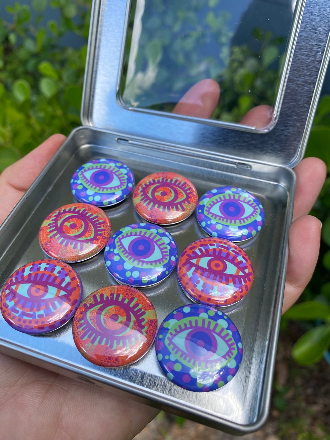 Nine Contemporary Magnets / 1 Inch Magnets / Eye Art / Original Unique ...