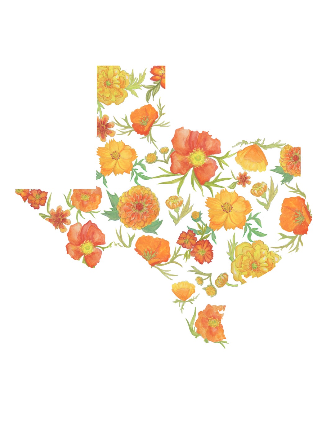 Texas State Print * TX Print * Texas Print * TX * Floral Print * Any ...
