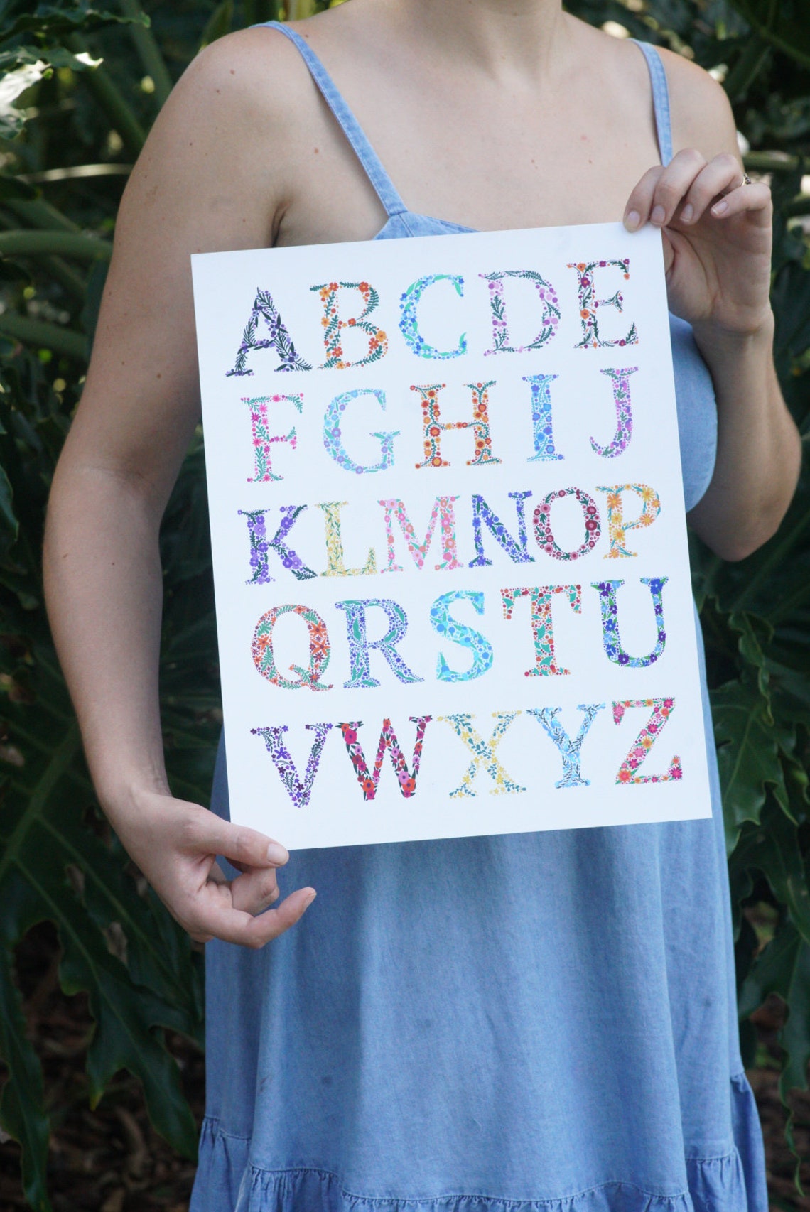 Alphabet Poster /floral Alphabet / Flower Alphabet Art / | Etsy
