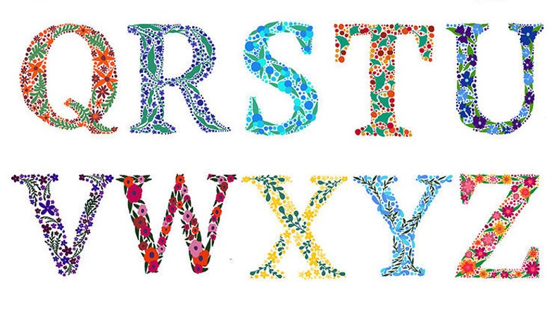 Alphabet Poster /floral Alphabet / Flower Alphabet Art / | Etsy