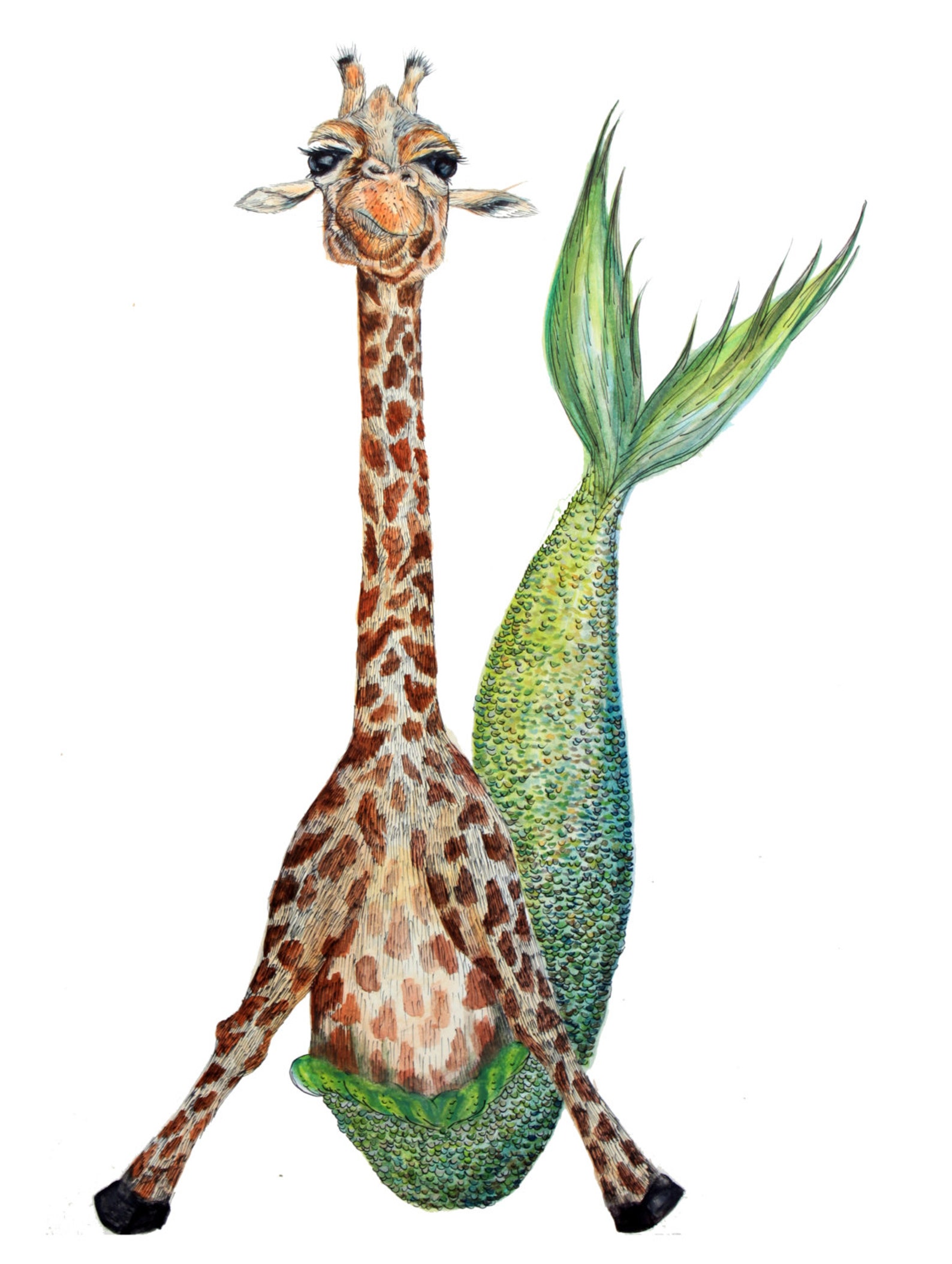 Mer-raffe Print Mermaid Giraffe Ocean Gift for Mermaid - Etsy