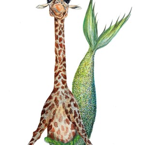 Mer-raffe Print Mermaid Giraffe Ocean Gift for Mermaid Lover Gift for ...