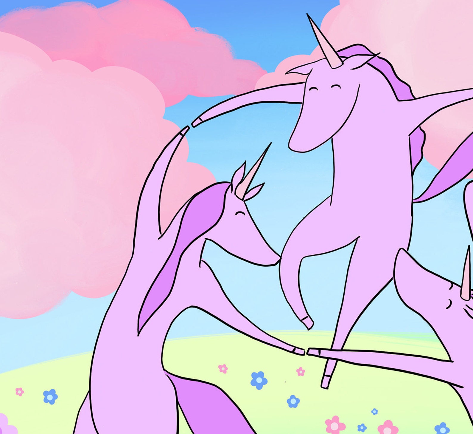 Unicorns Dancing Art Sunset Unicorn Kids Unicorn Party - Etsy