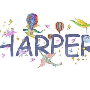 Nursery Name Sign / Baby Name Sign / Nursery Wall Art / Dragon Nursery ...