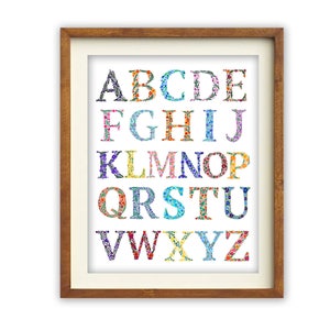 Alphabet Poster /floral Alphabet / Flower Alphabet Art / Nursery Art ...