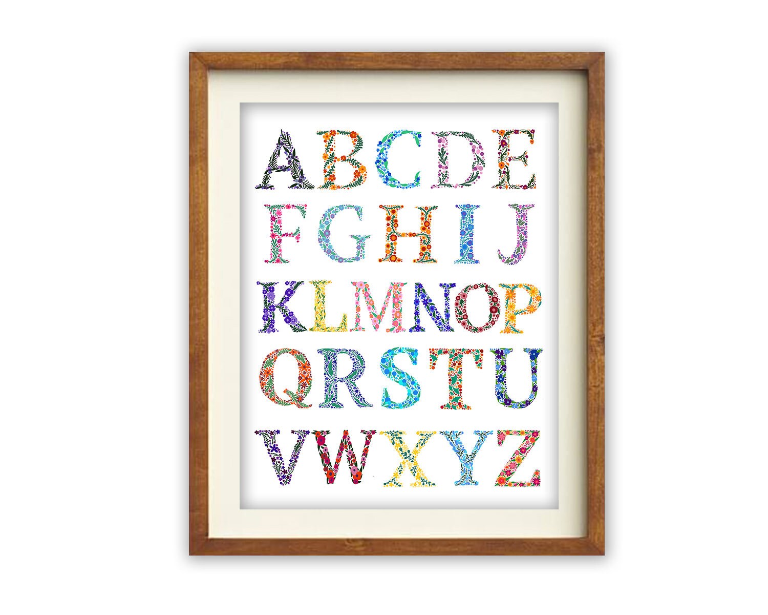 Alphabet Poster /floral Alphabet / Flower Alphabet Art / | Etsy