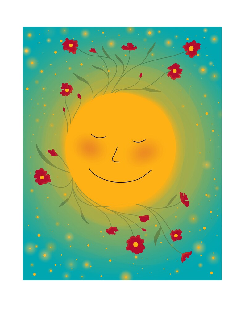 2 Prints Smiling Moon Happy Sun Diptic Baby Gift Nursery - Etsy