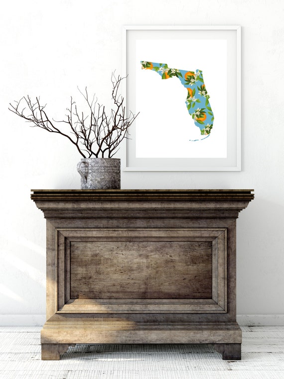 Florida State Map Wall Art / Florida Art / Florida Decor / | Etsy