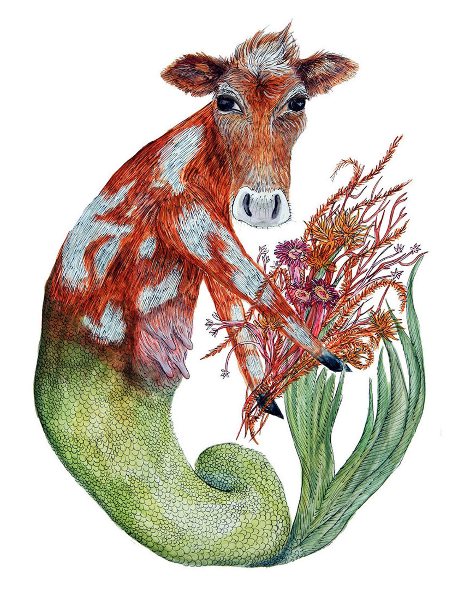 Mermaid Stickers / Mermaid / Cow / Hippo / Mythical Creature / Mermaid ...