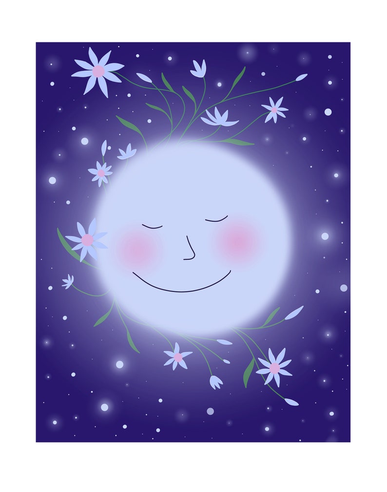 2 Prints Smiling Moon Happy Sun Diptic Baby Gift Nursery - Etsy