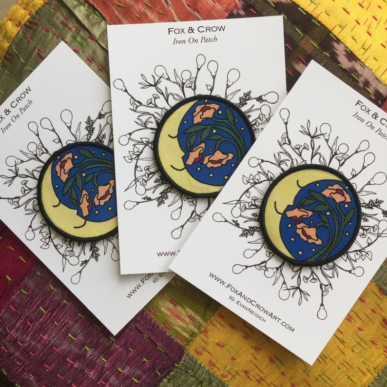 Moon Iron on Patch / Crescent Moon / Patch / Iron on Patch / | Etsy