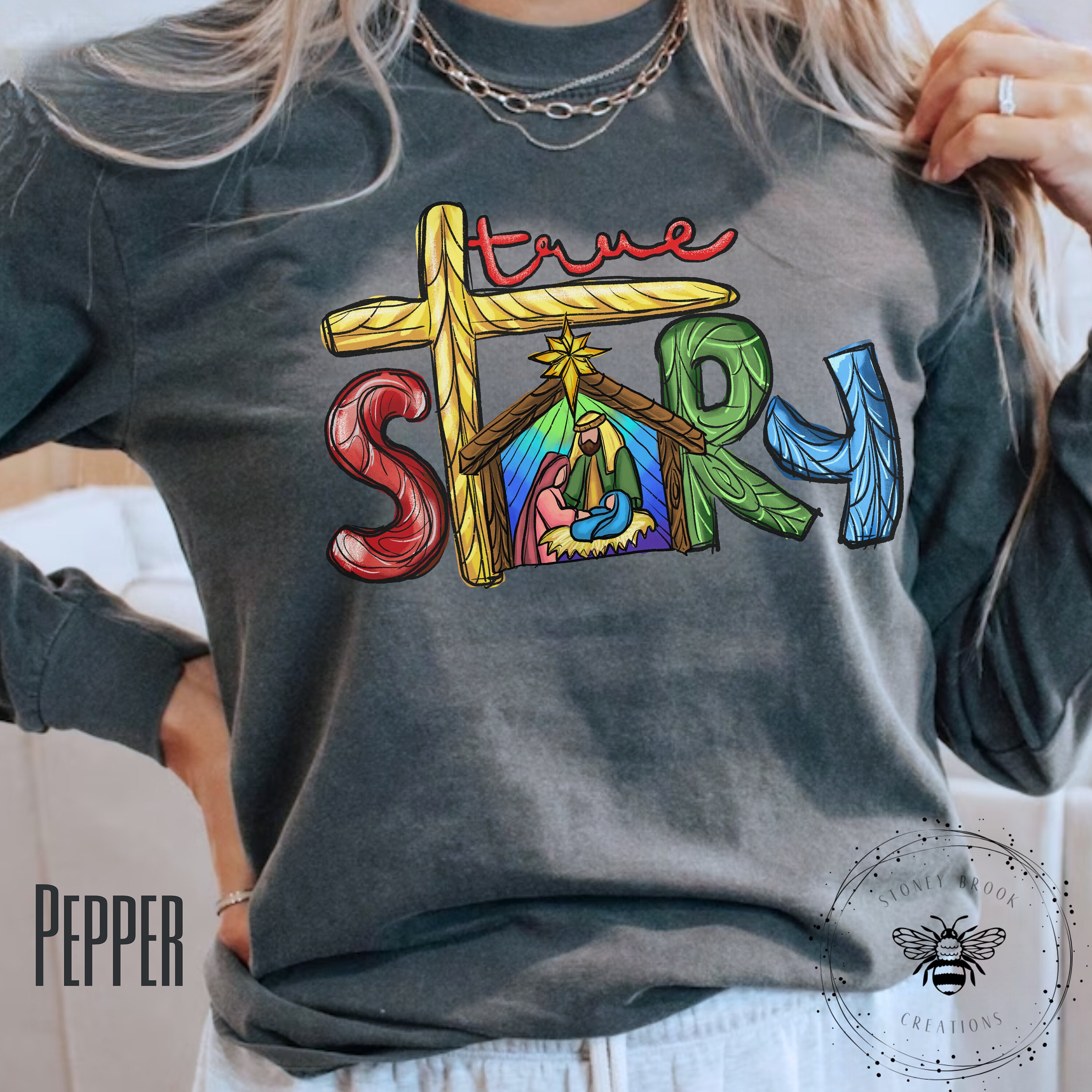True Story Manager Nativity Scene Comfort Colors Long Sleeve - Etsy