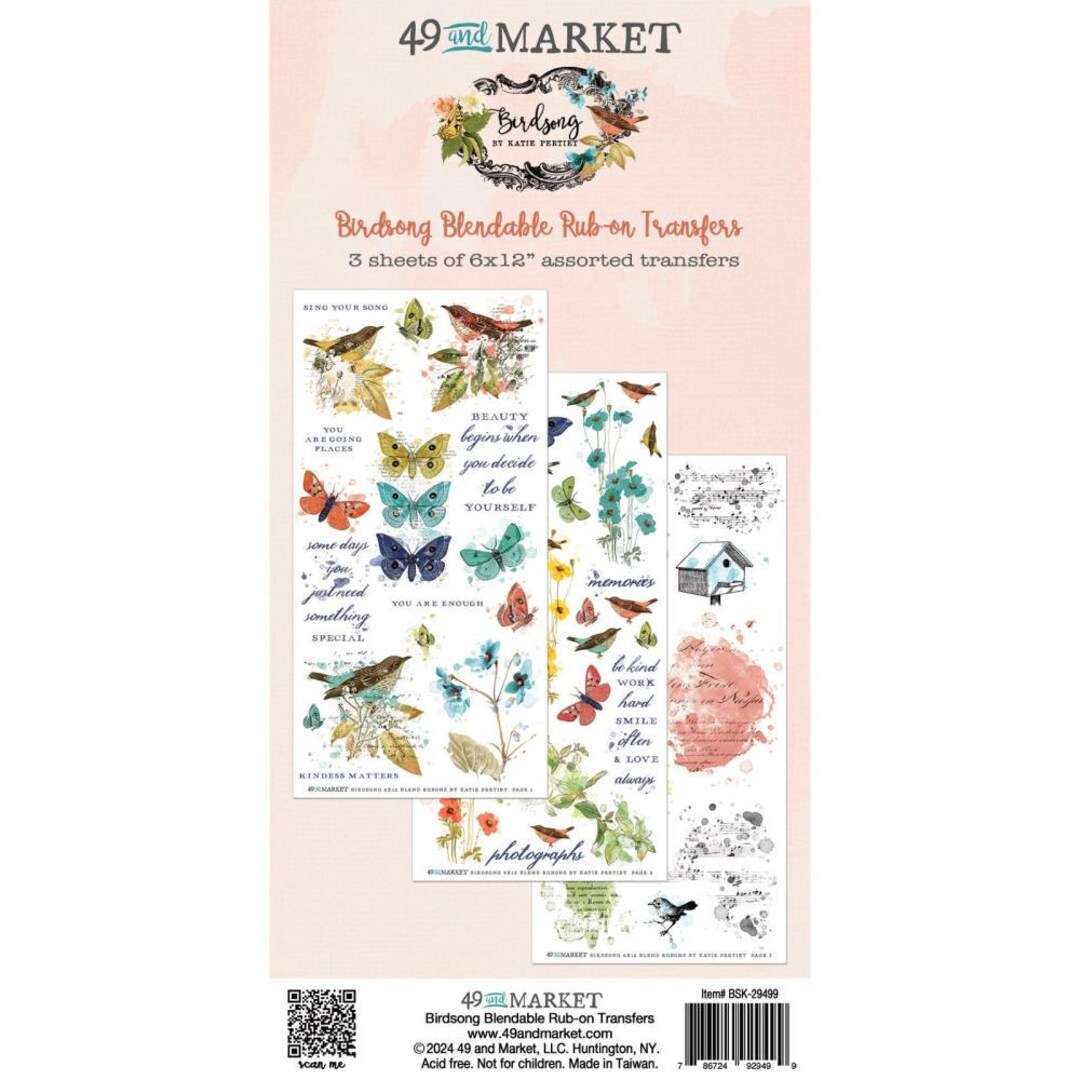 49 and Market Birdsong Rub-on Transfer Set: Blendable (5A002C1D1GFJQ ...