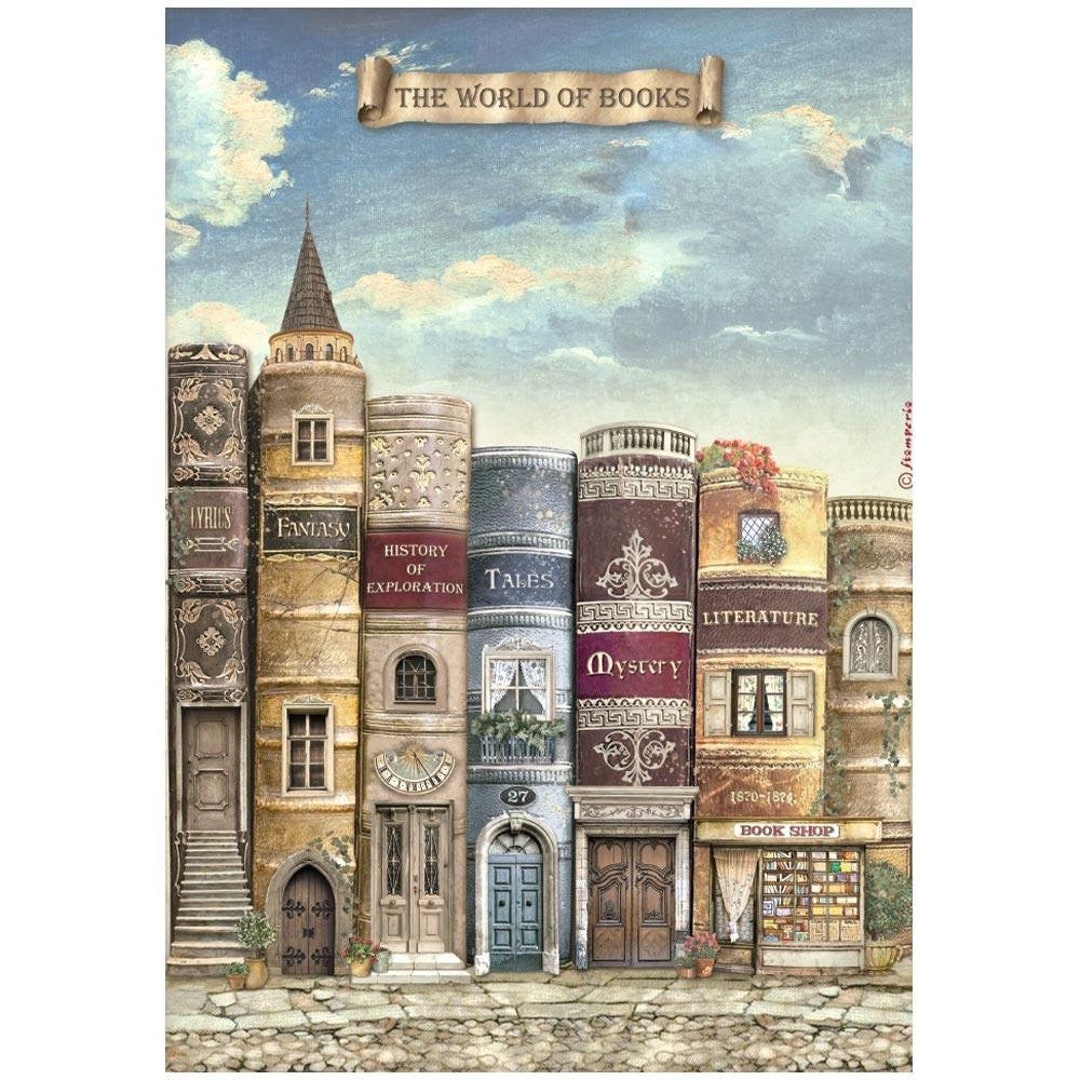 Stamperia Vintage Library A4 Rice Paper Sheet: the World of Book ...