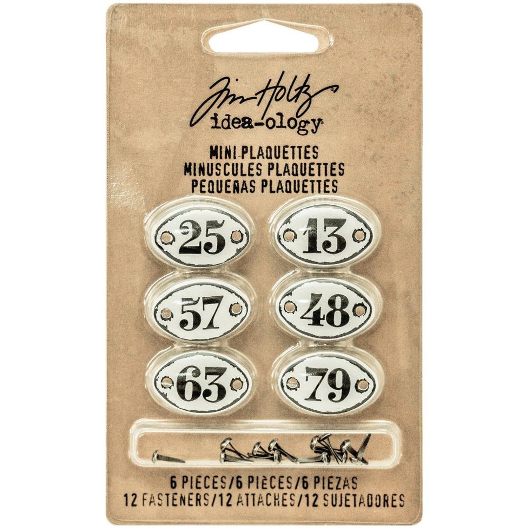 Tim Holtz Idea-ology Metal Number Plaquettes W/brads: White W/black ...