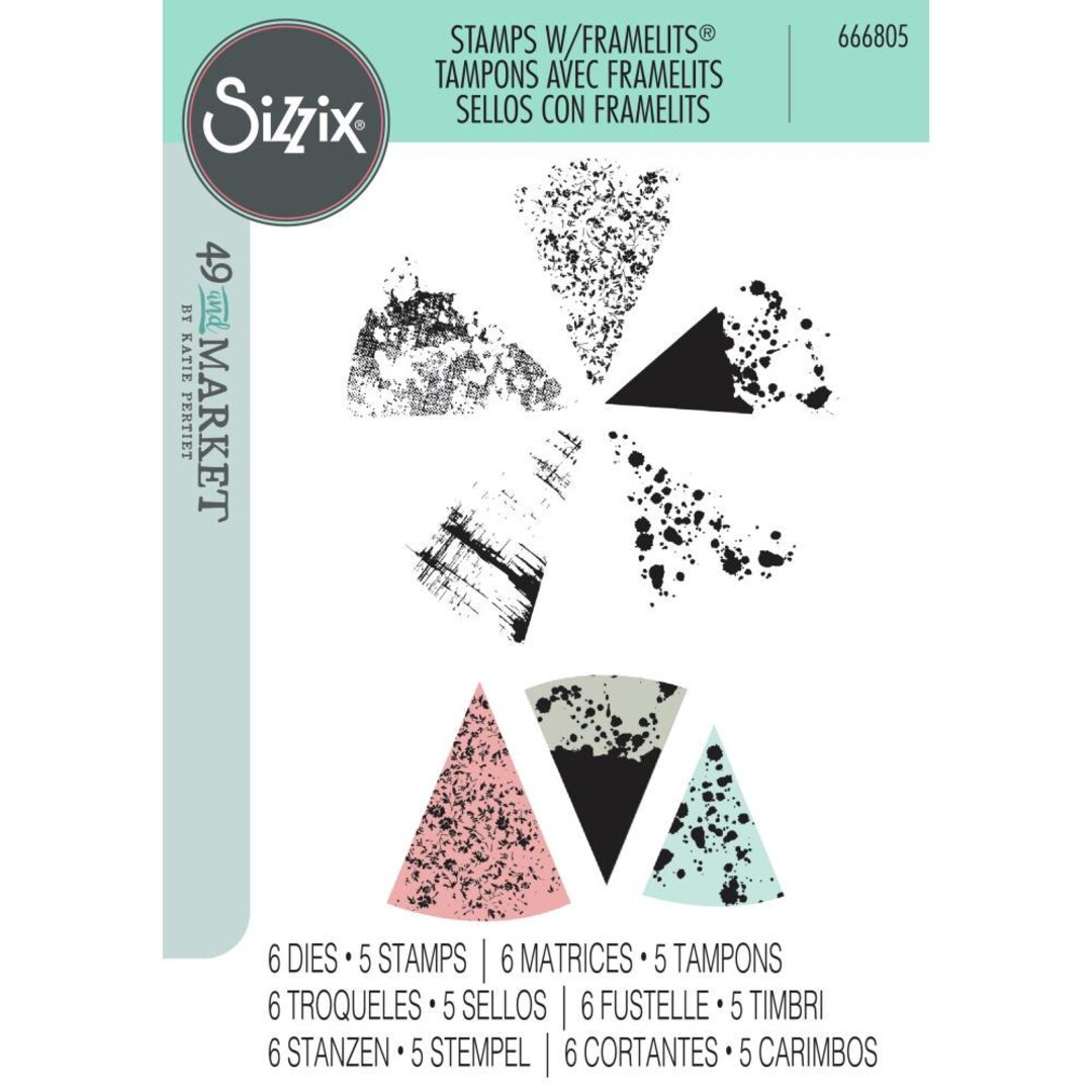 Sizzix A5 Clear Stamps W/framelits Dies: Build-a-burst Painterly, by 49 ...