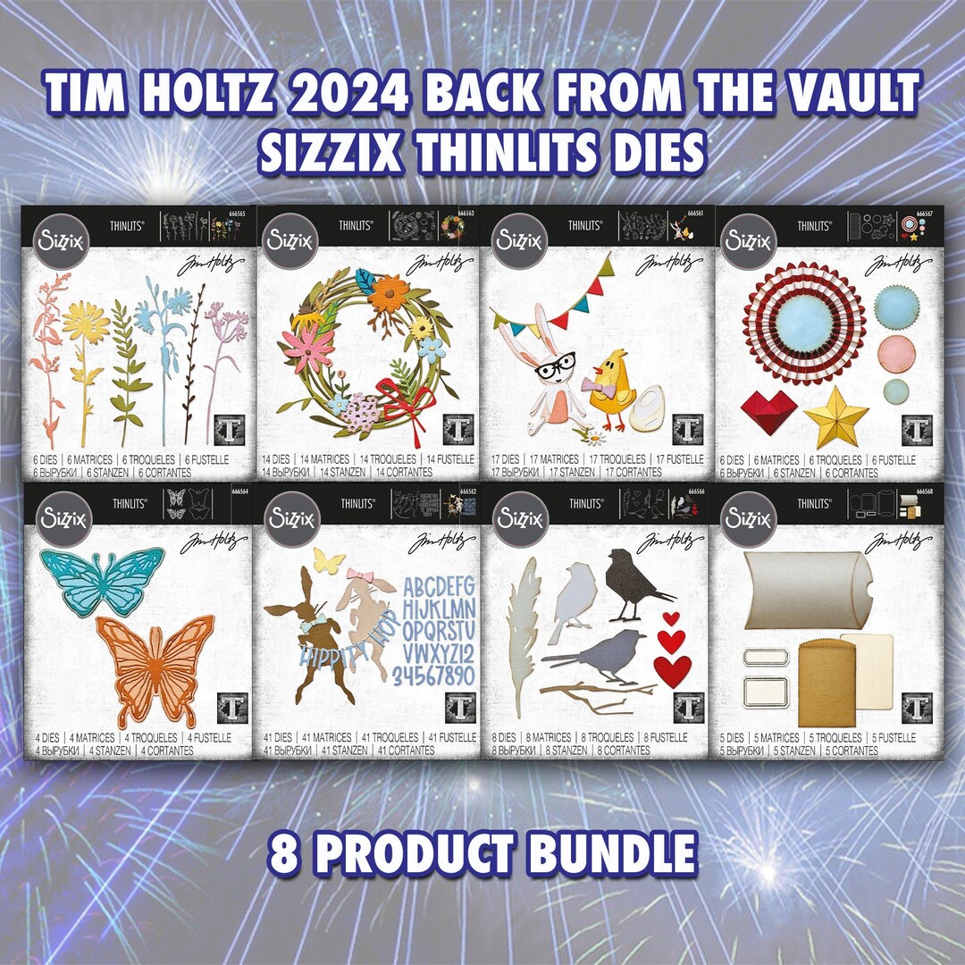 Tim Holtz 2024 Back From the Vault Sizzix Thinlits Dies: 8 Product Bundle - Etsy