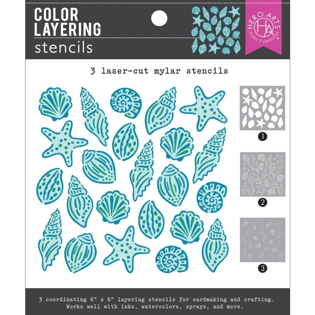 Hero Arts 6x6 Color Layering Stencil Set: Seashells HASA270 - Etsy