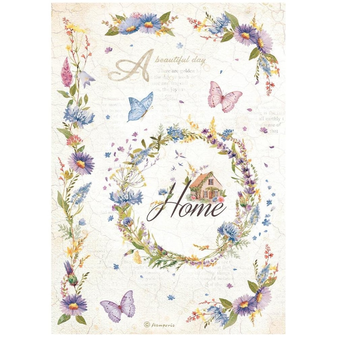 Stamperia Create Happiness Welcome Home A4 Rice Paper Sheet: Garland ...