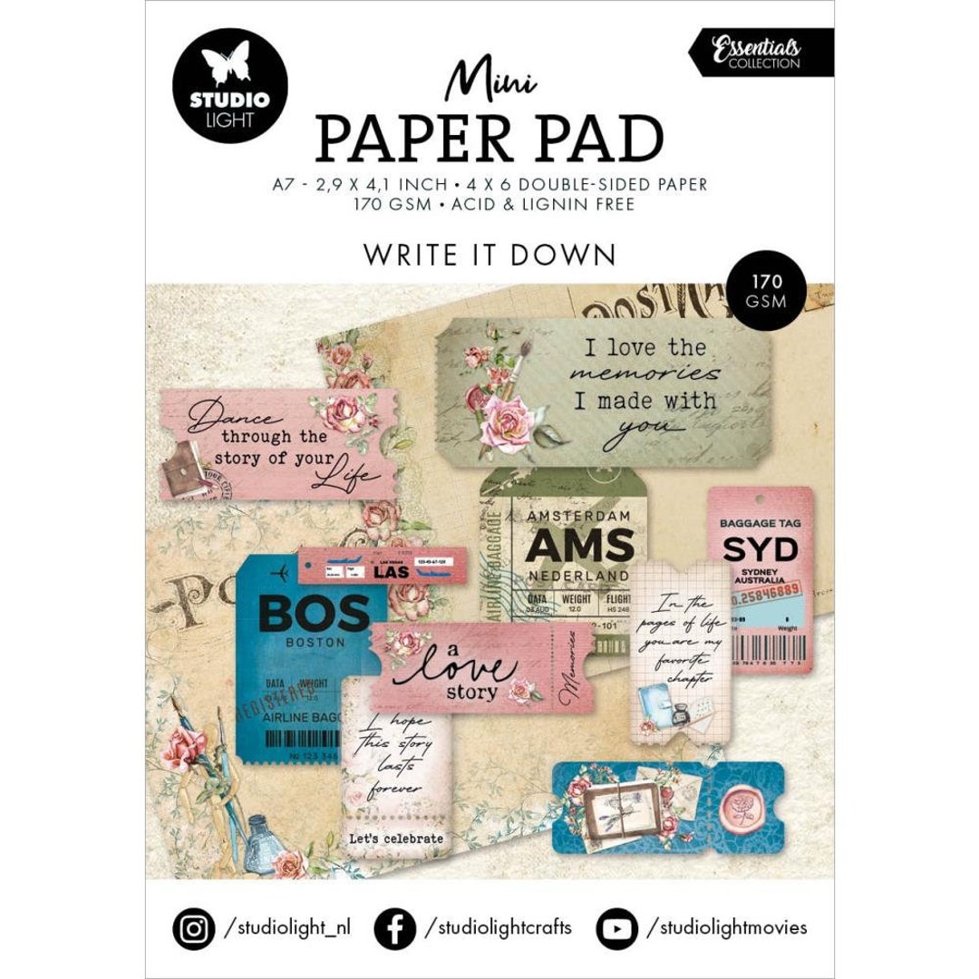 Studio Light Essentials 3x4 Mini Paper Pad: Nr. 213, Write It Down, 24 ...