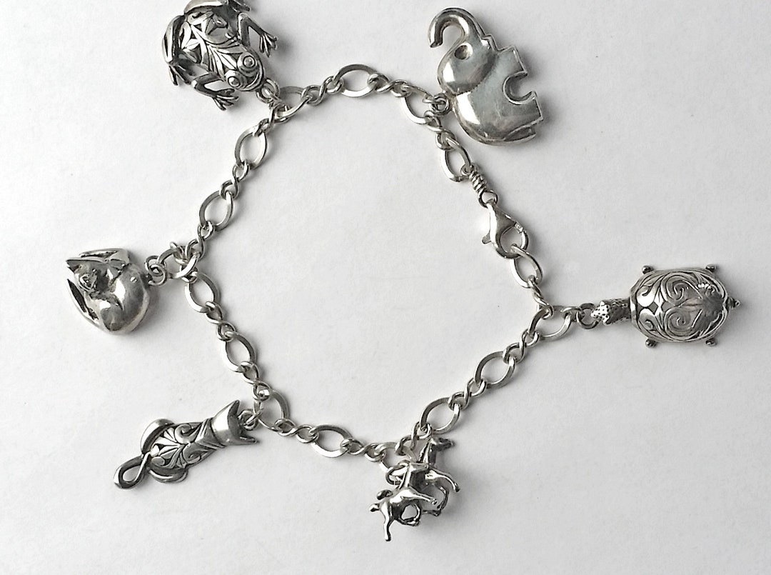 Sterling Animal Charm Bracelet - Etsy