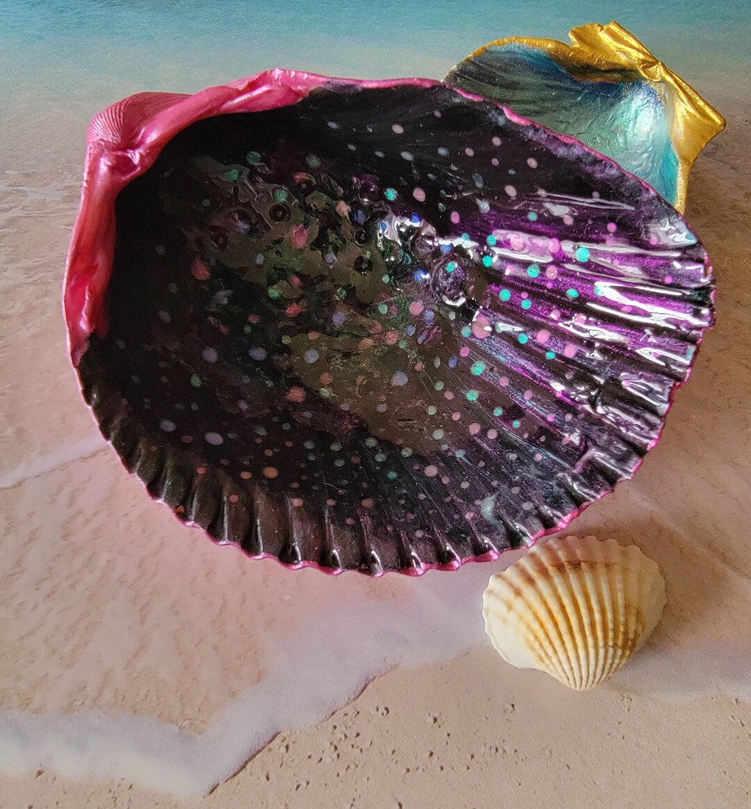 Jewelry Dish Trinket Bowls Seashell Art Hand Painted From Estate ...