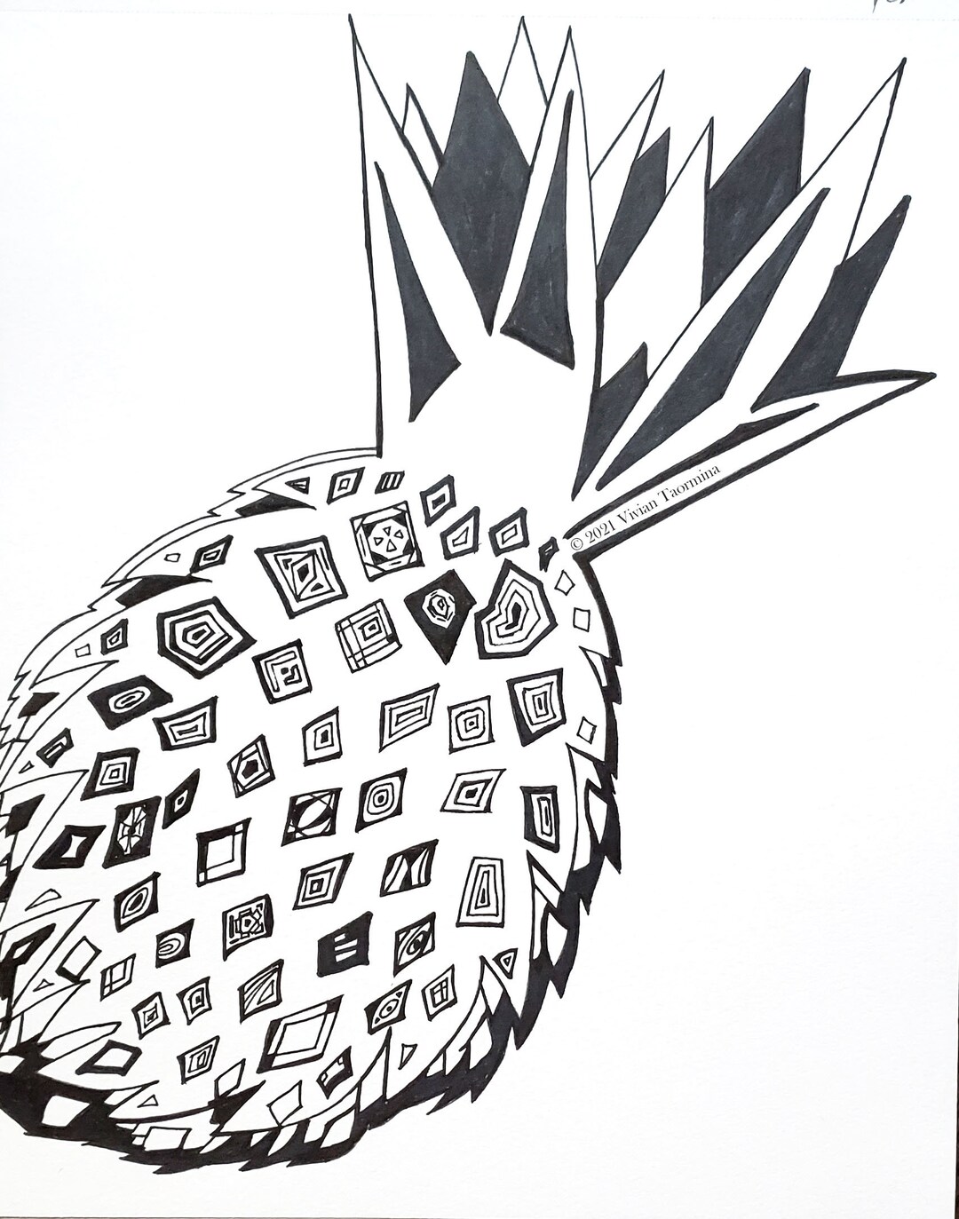 Pineapple Abstract Pen Ink Digital Download Freehand - Etsy