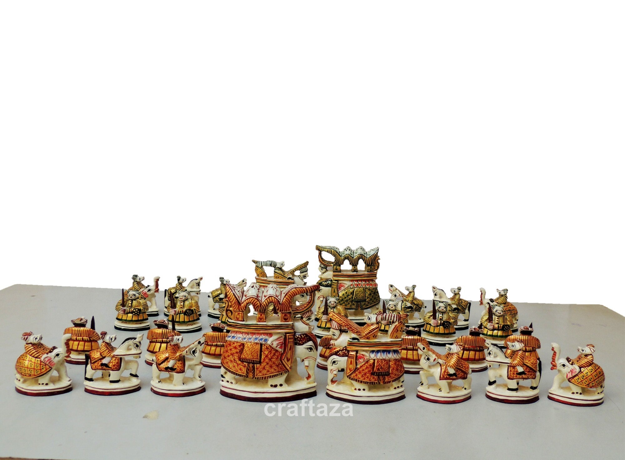 Handmade Chess Set With Board Indian Maharajah Style Chess Pieces With ...