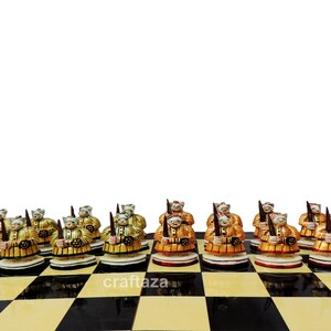 Handmade Chess Set With Board Indian Maharajah Style Chess Pieces With ...