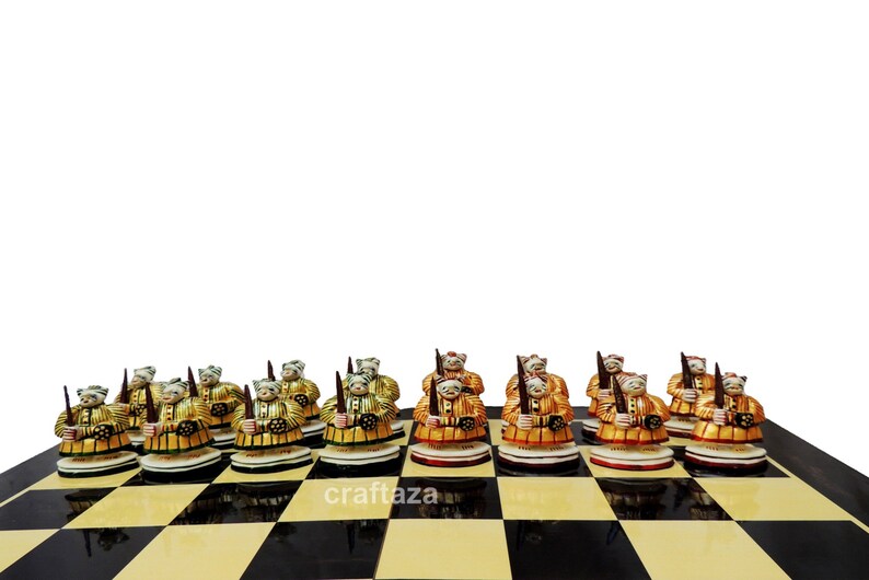 Handmade Chess Set With Board Indian Maharajah Style Chess Pieces With ...