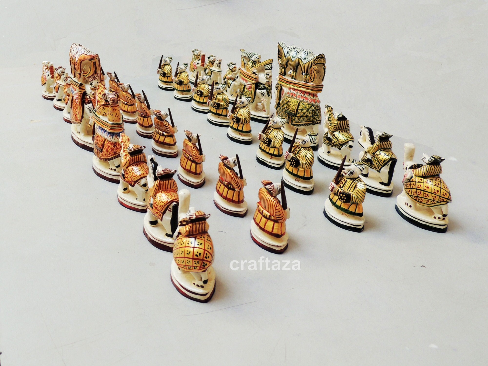 Handmade Chess Set With Board Indian Maharajah Style Chess Pieces With ...