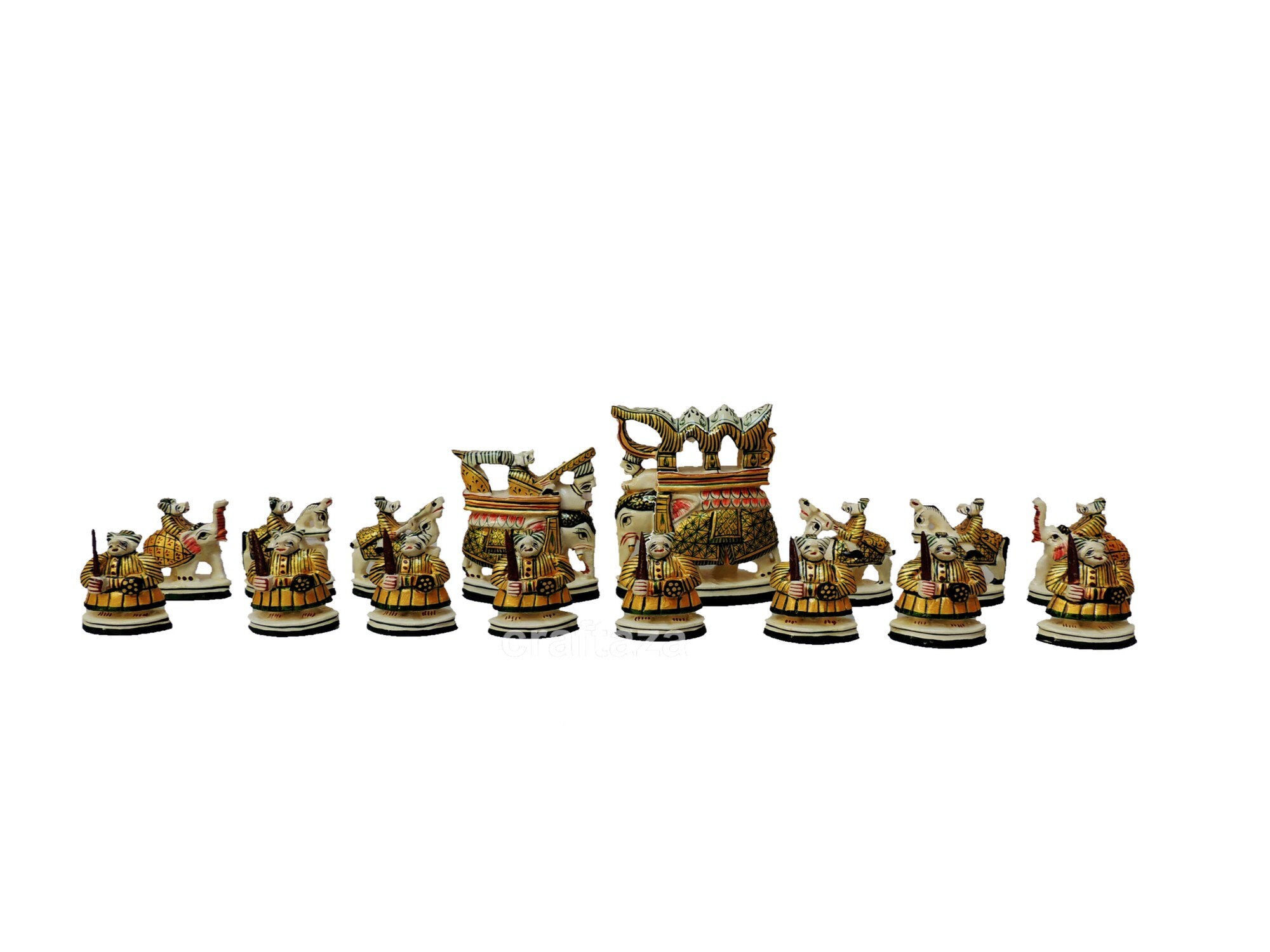 Handmade Chess Set With Board Indian Maharajah Style Chess Pieces With ...