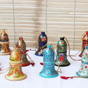 Bells Set Paper Mache Bell Hanging Ornaments, Keepsake, Christmas ...