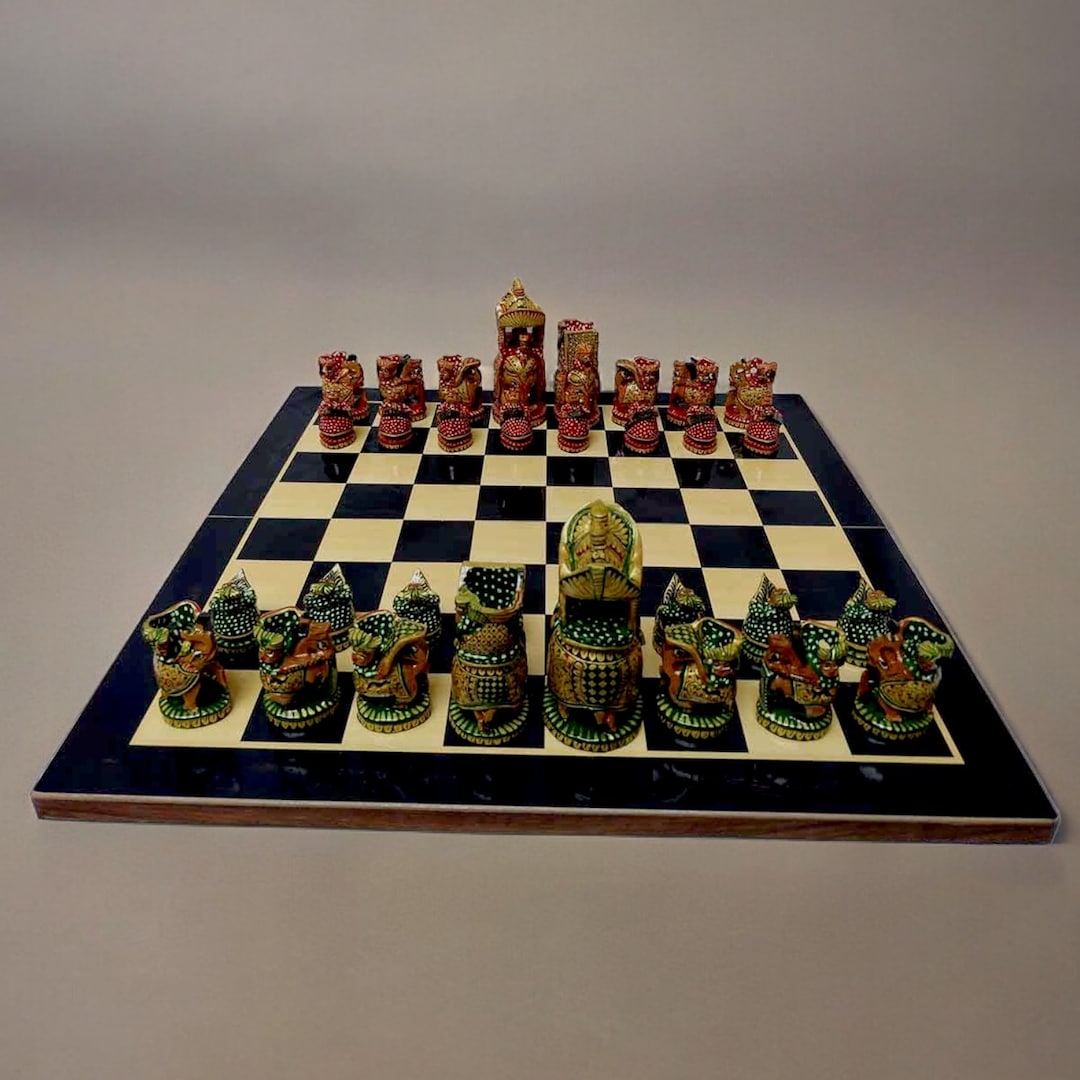 Handmade Chess Set | Indian Classic Maharajah Wooden Chess Pieces - Etsy